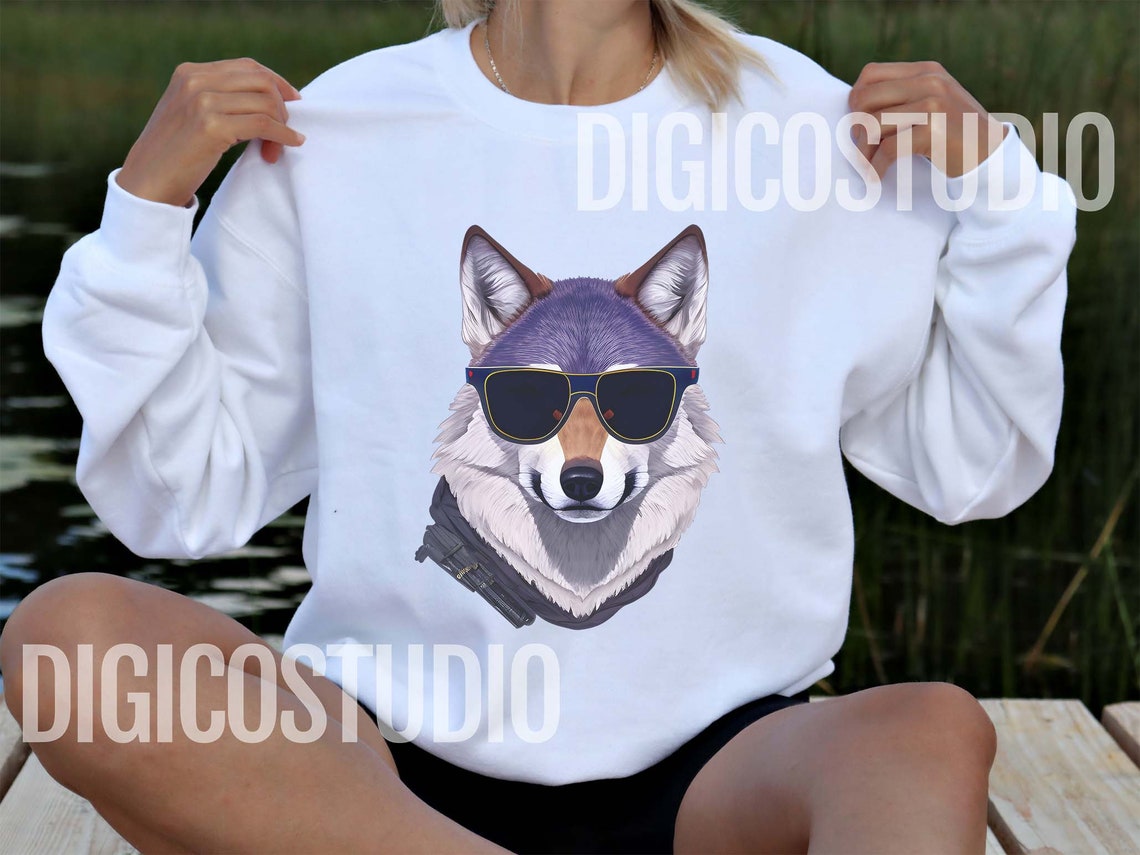 Watercolor Smiley Wolf Clipart Funny Coyote PNG Watercolor Digital Art ...