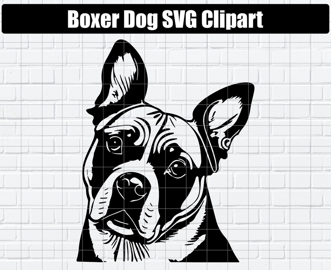 Boxer Dog SVG Clipart Dog Svg Boxer Monogram Dog Silhouette PNG Dog ...