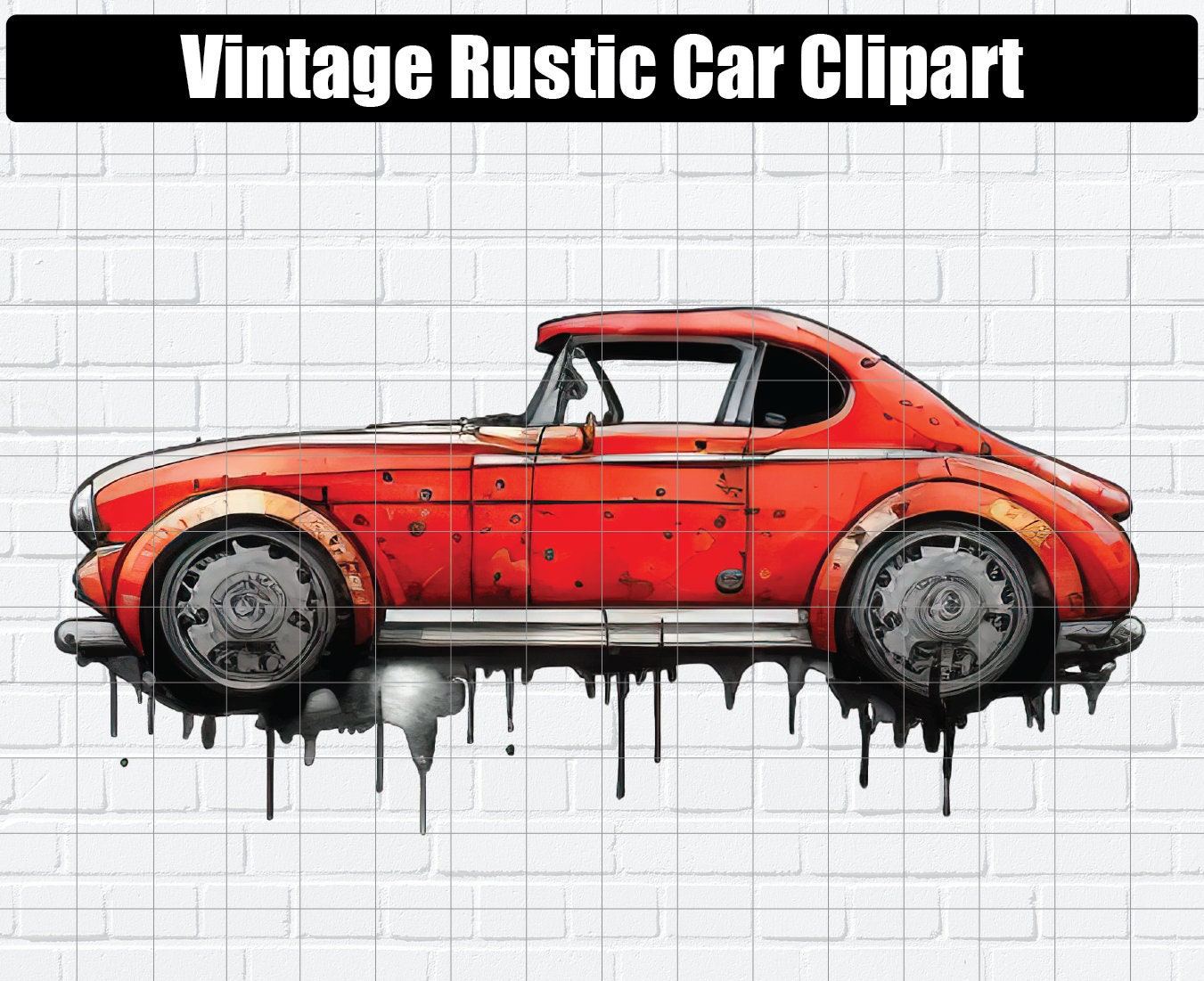 Watercolor Style Vintage Rustic Clipart Watercolor Retro Car - Etsy