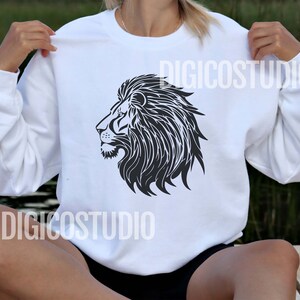 SVG Lion Head Clipart Wild Lion Svg Monogram Digital Art Silhouette PNG ...