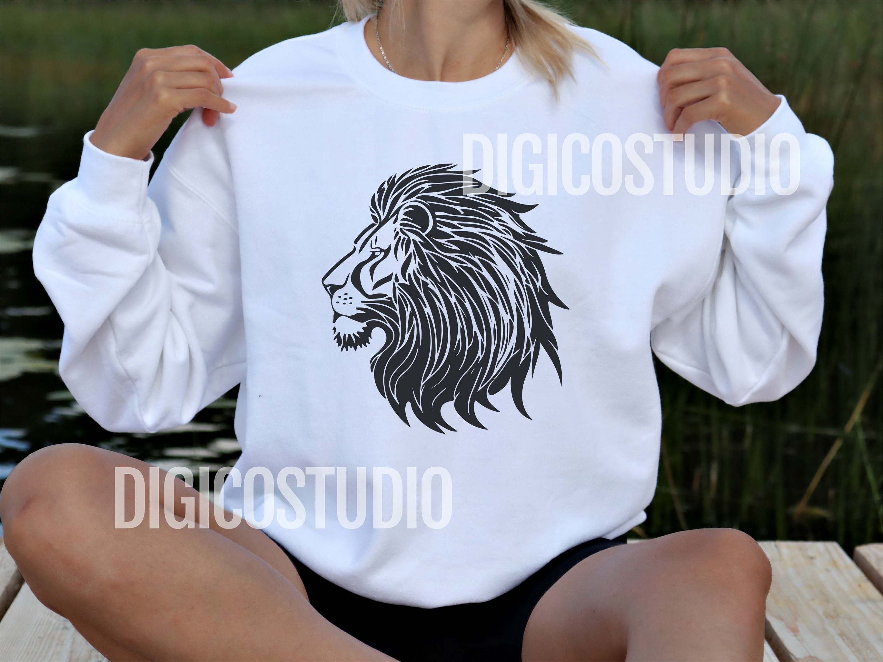 SVG Lion Head Clipart Wild Lion Svg Monogram Digital Art Silhouette PNG ...