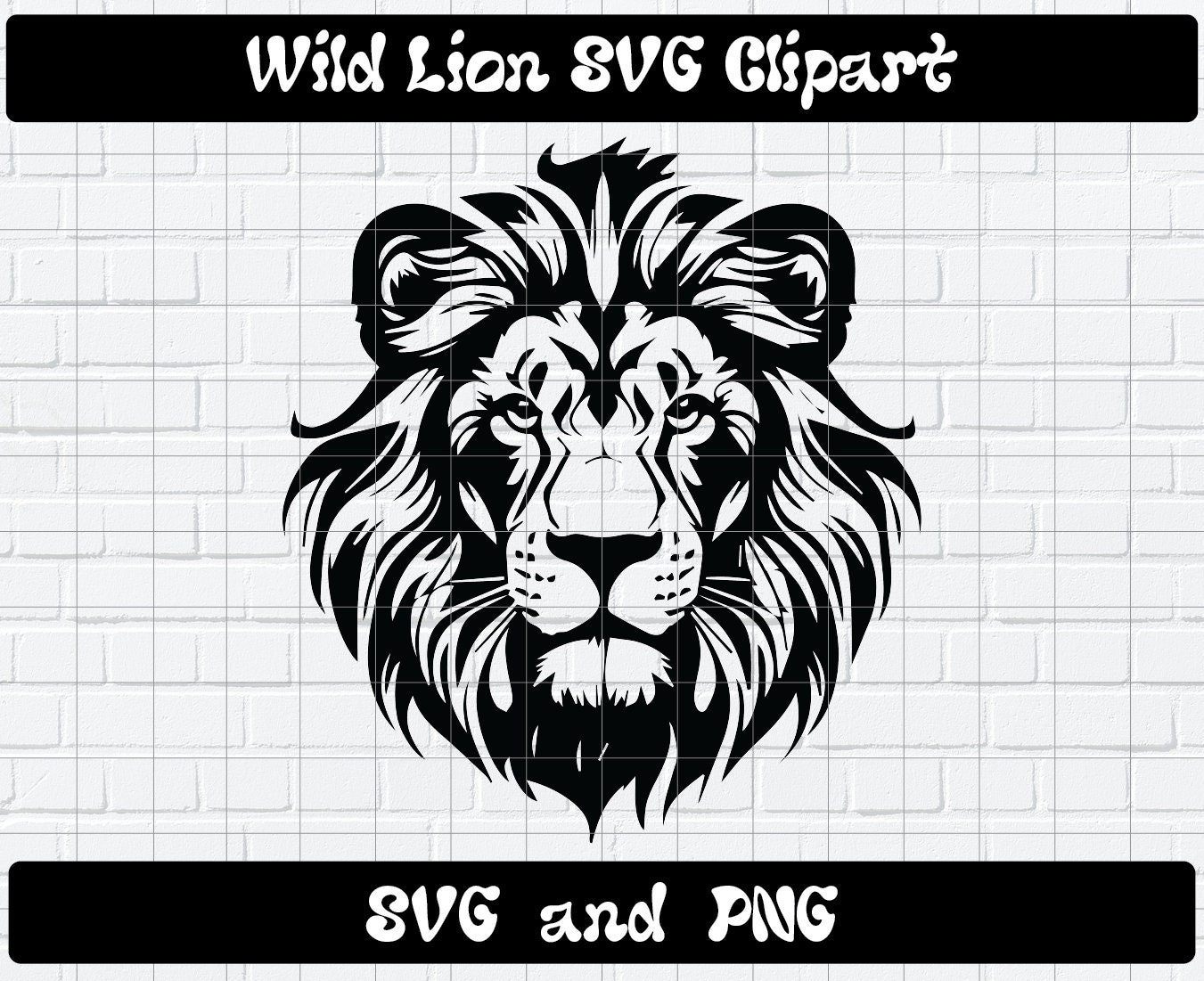 SVG Lion Head Clipart Wild Lion Svg Monogram Digital Art Silhouette PNG ...