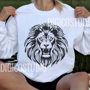 SVG Lion Head Clipart Wild Lion Svg Monogram Digital Art Silhouette PNG ...