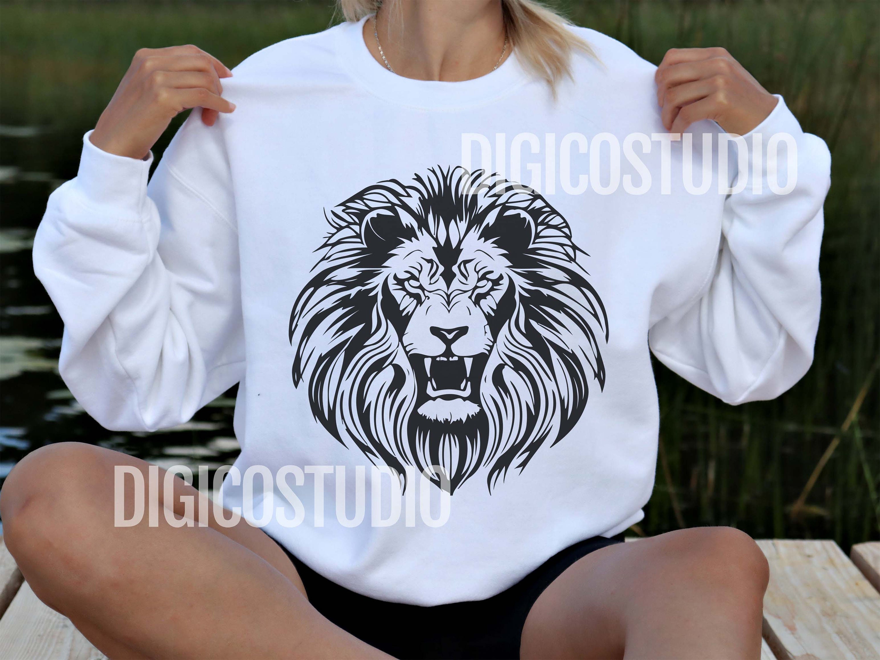 SVG Lion Head Clipart Wild Lion Svg Monogram Digital Art Silhouette PNG ...