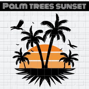 Palm Trees Sunset Instant Digital Download Svg and PNG Retro Palms ...