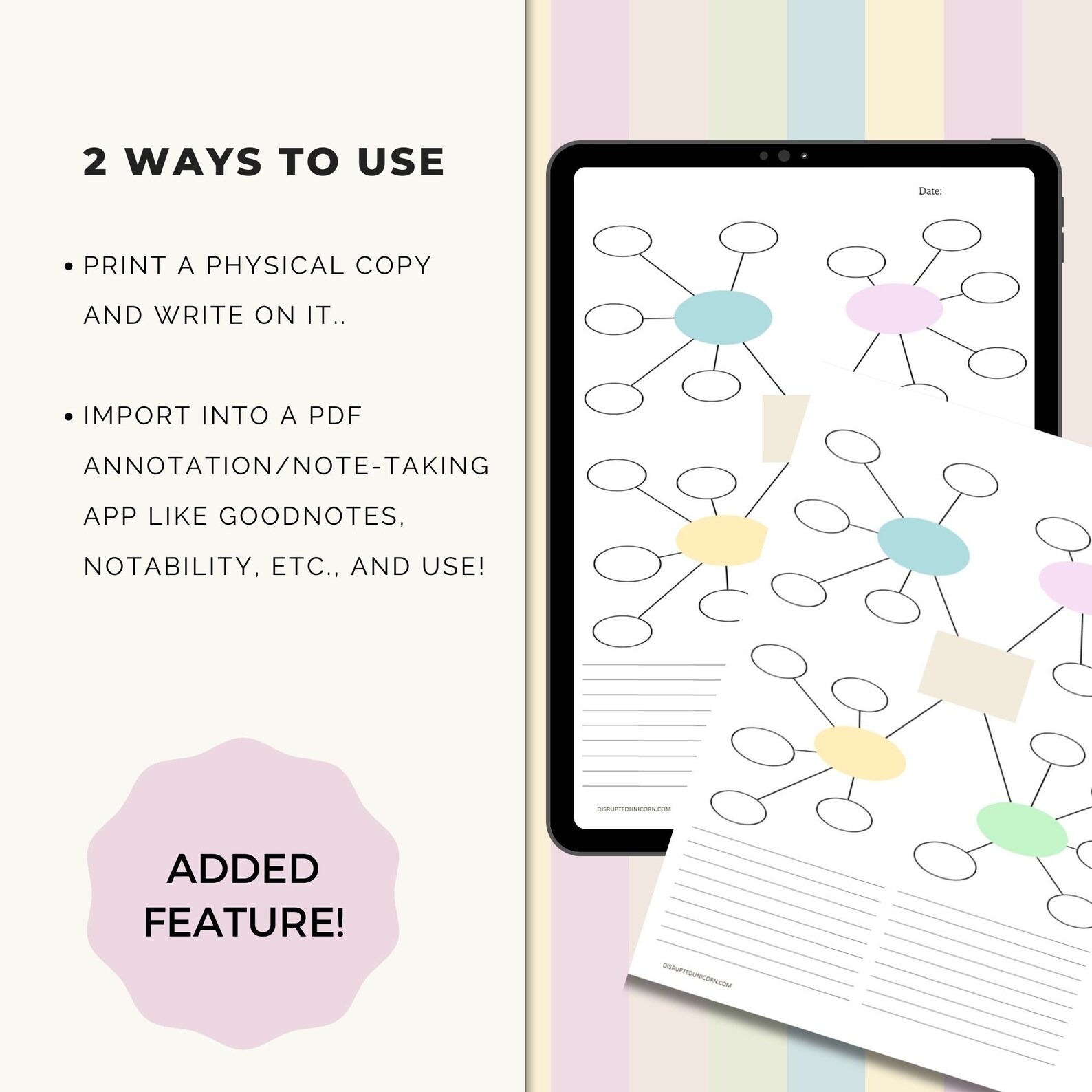 Mind Mapping Template, Brainstorming, Brain Dumps, Includes Visual ...