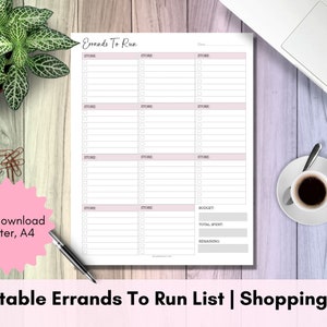 Printable Errands to Run Shopping List Letter A4 - Etsy
