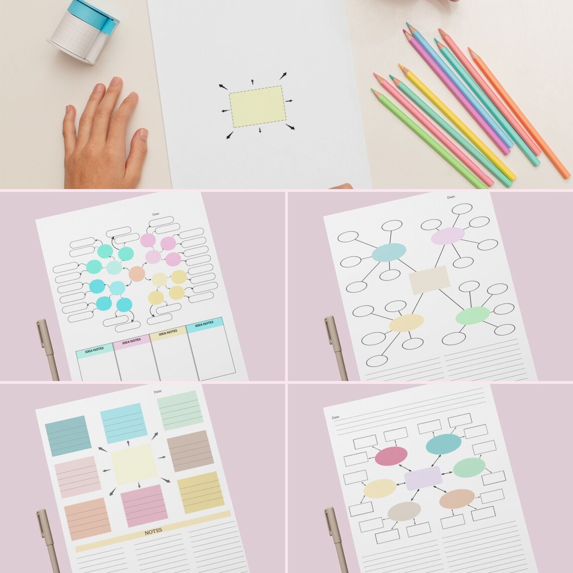 Mind Mapping Template, Brainstorming, Brain Dumps, Includes Visual ...