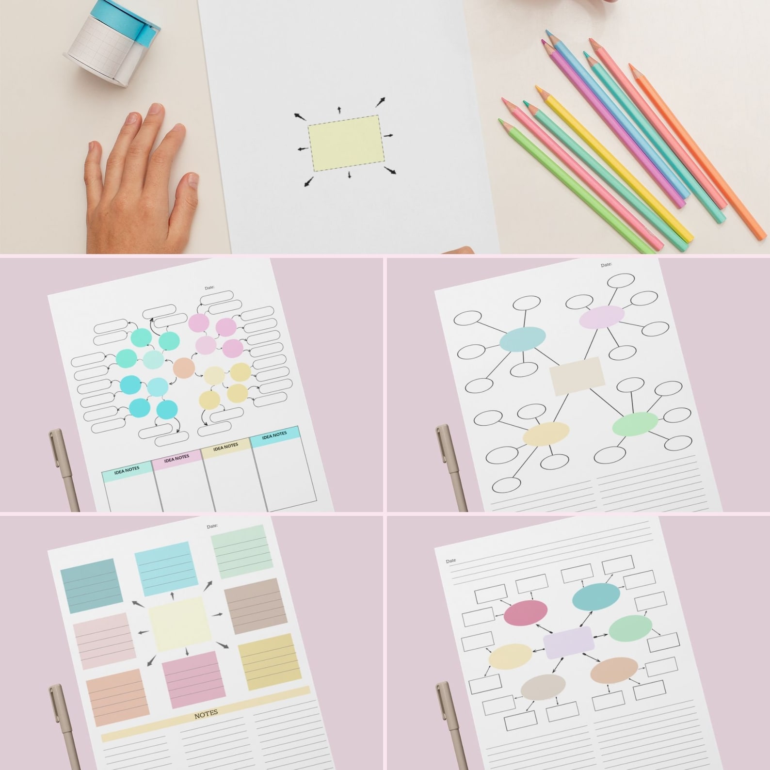 Mind Mapping Template, Brainstorming, Brain Dumps, Includes Visual ...