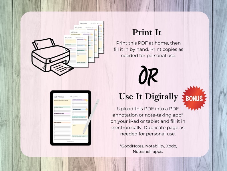 Printable Daily Priorities Tracker, Priority Planner, Daily to Do List ...