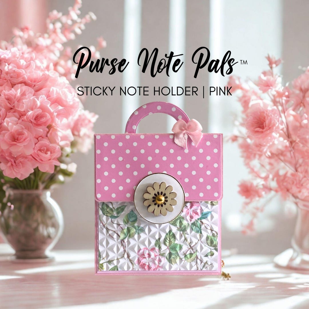 PINK 3x3 Sticky Note Holder With Mini Pen, Refillable Notepad, Post It ...