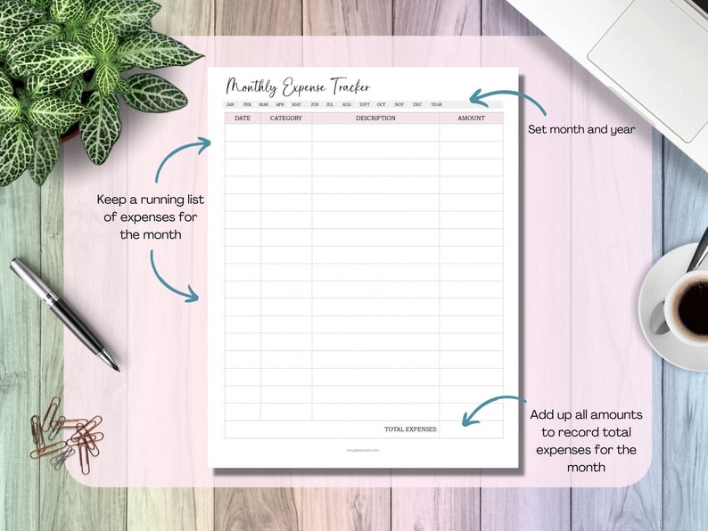 Printable Monthly Expense Tracker Letter, A4 PDF - Etsy Australia