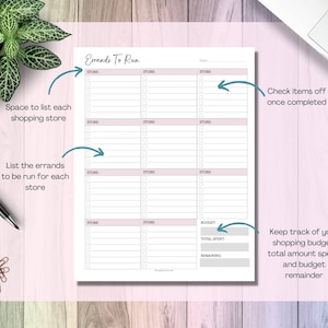 Printable Errands to Run | Shopping List | Letter, A4 | Printable PDF ...