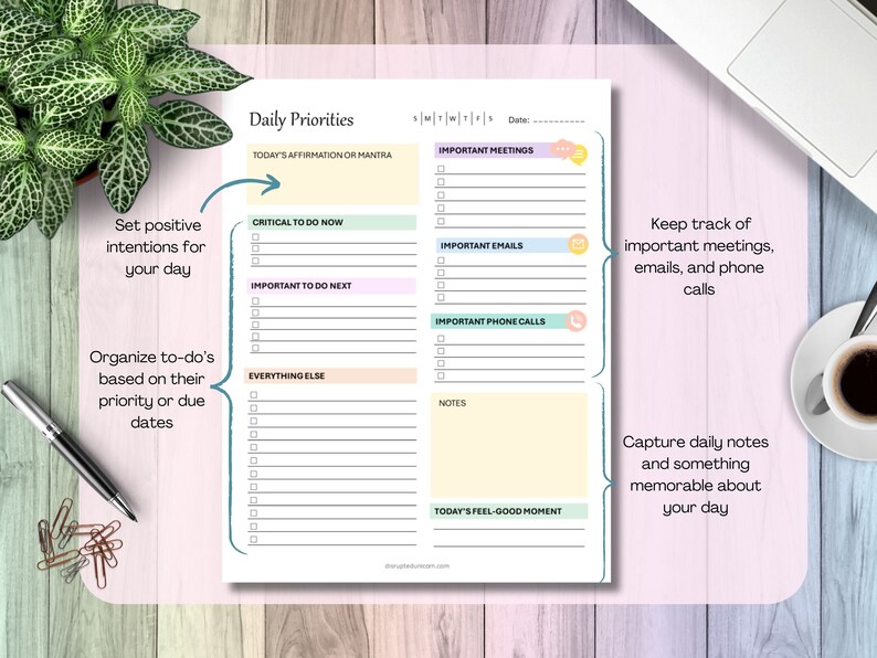 Printable Daily Priorities Tracker, Priority Planner, Daily to Do List ...