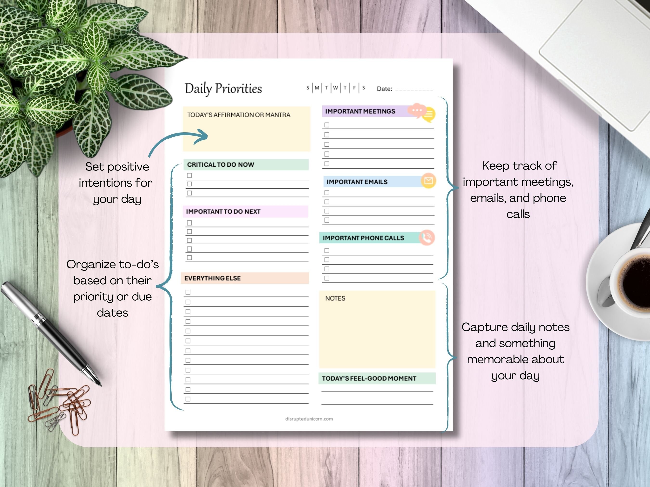 Printable Daily Priorities Tracker, Priority Planner, Daily to Do List ...