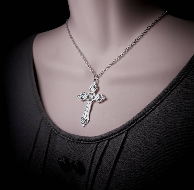 Silver Gothic Cross Necklace for Women & Menlarge Gothic - Etsy