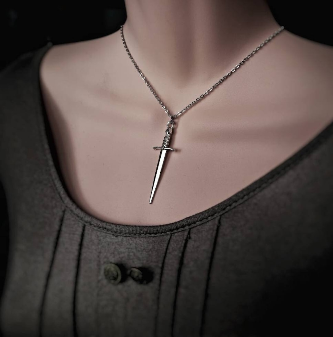 Silver Sword Pendant Dagger Pendant Necklace for Women and Men,gothic ...
