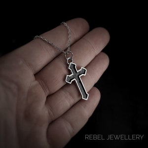 Gothic Cross Necklace Black Goth Cross Pendant Necklace Statement for ...