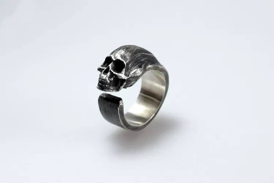 Silver Skull Ring for Men,gothic Adjustable Rings With Skull, Gothic ...