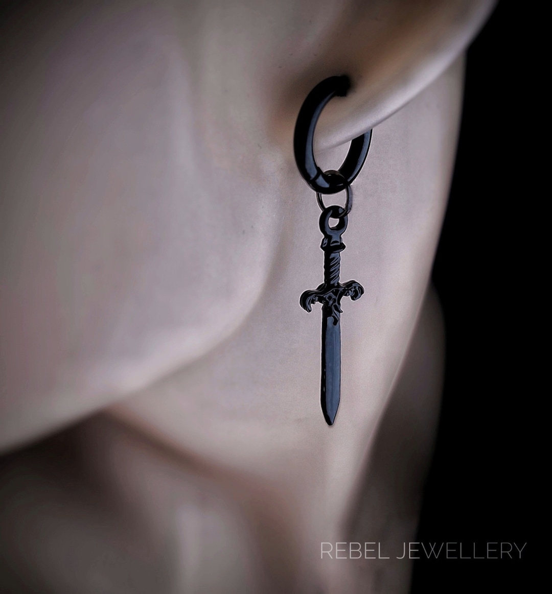 Black Dagger Earrings for Women and Men Gothic Sword Alternative Black ...