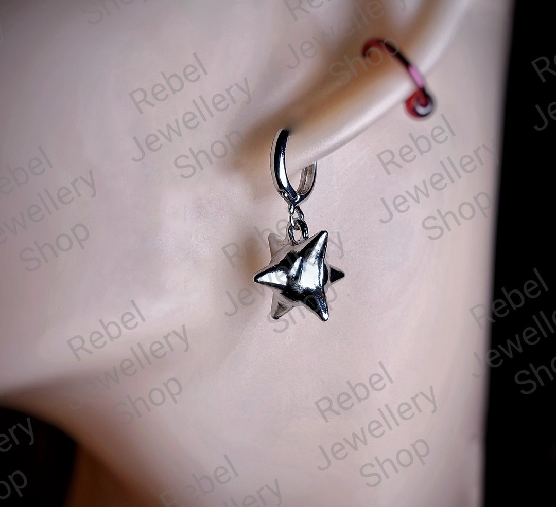 Silver Spike Ball Earrings, Spikey Ball Goth Earrings, Punk Spike ...