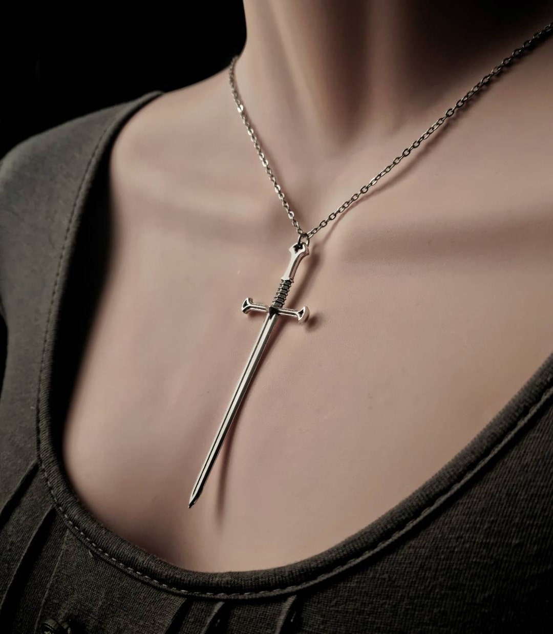 Silver Sword Necklace Unique Gothic Dagger/sword Jewellery,handmade ...