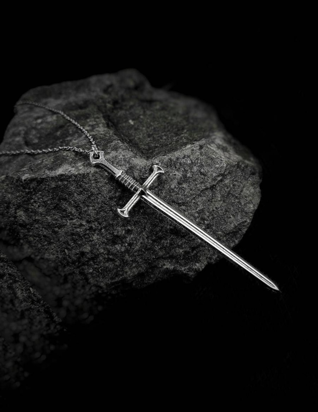 Silver Sword Necklace Sword Chain Necklace Statement Long Dagger/sword ...
