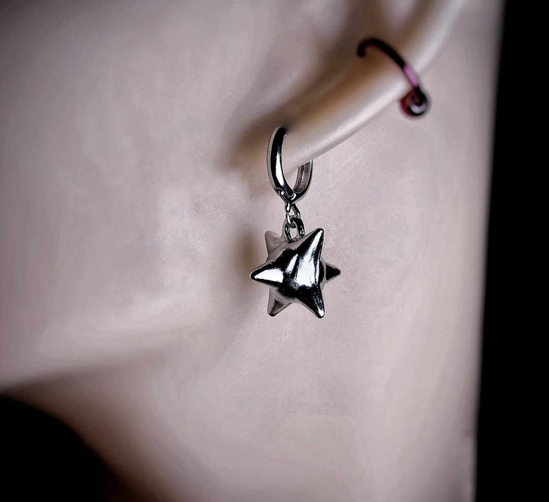 Silver Spike Ball Earrings, Spikey Ball Goth Earrings, Punk Spike ...