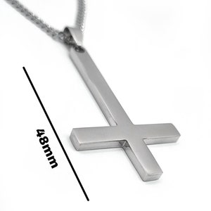 Upside Down Silver Cross Pendant Necklace, Gothic Alternative Necklace ...