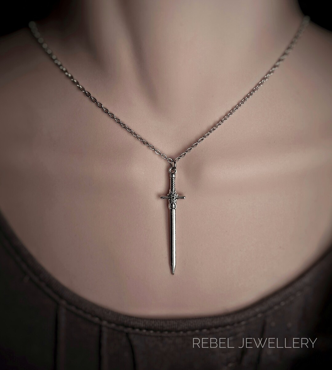 Silver Sword Necklace for Women and Men, Sword Strength Necklace ...
