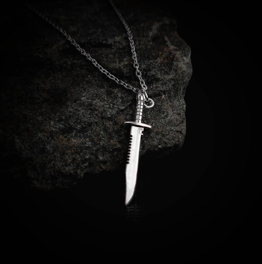 Silver Chain Dagger Necklace for Men & Women, Dagger Pendant Steel ...
