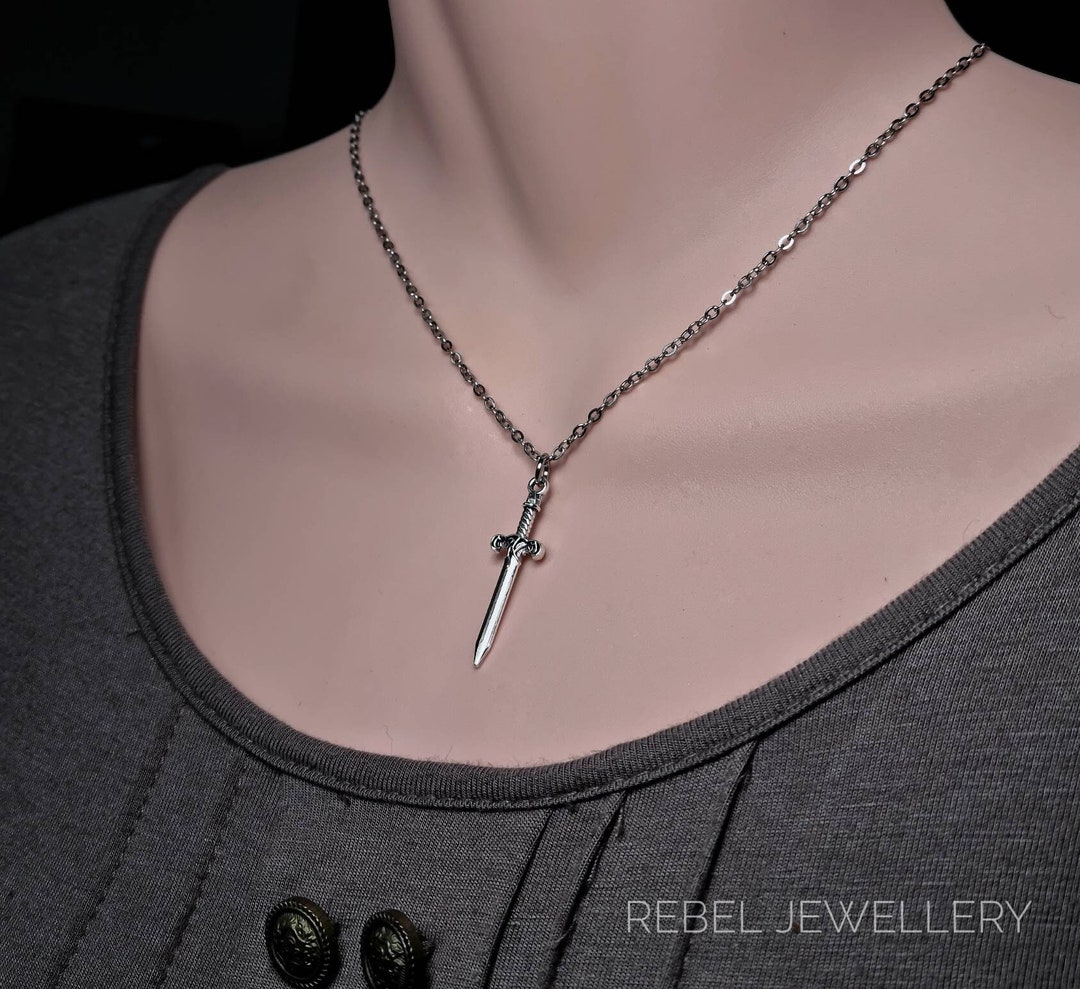 Gothic Dagger Sword Pendant Necklace for Women Silver Sword Charm ...