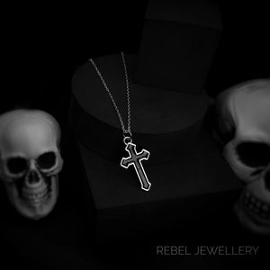 Gothic Cross Necklace Black Goth Cross Pendant Necklace Statement for ...