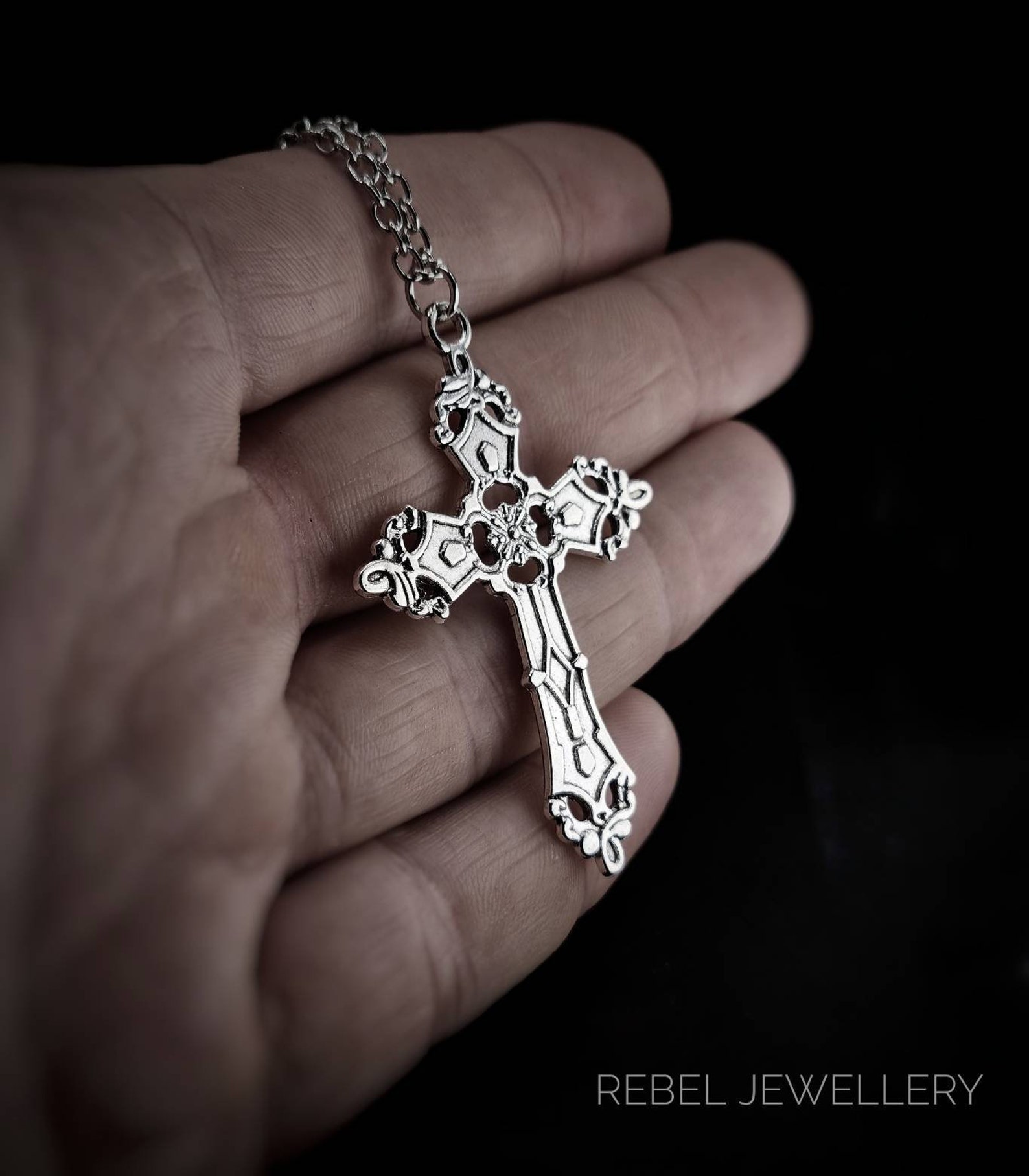 Silver Gothic Cross Necklace for Women & Men,large Gothic Cross ...