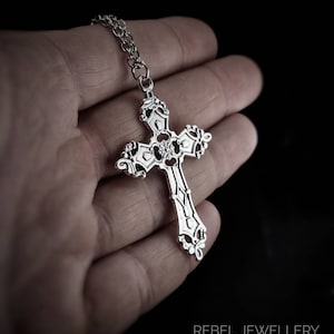 Silver Gothic Cross Necklace for Women & Men,large Gothic Cross ...