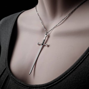 Silver Sword Necklace Sword Chain Necklace Statement Long Dagger/sword ...