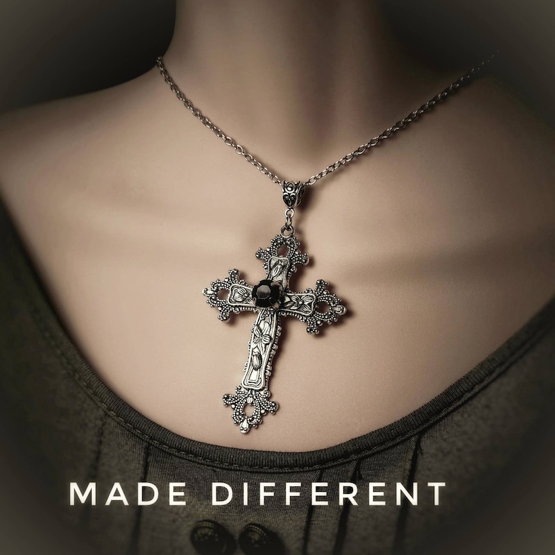 Cross Necklace Goth - Etsy