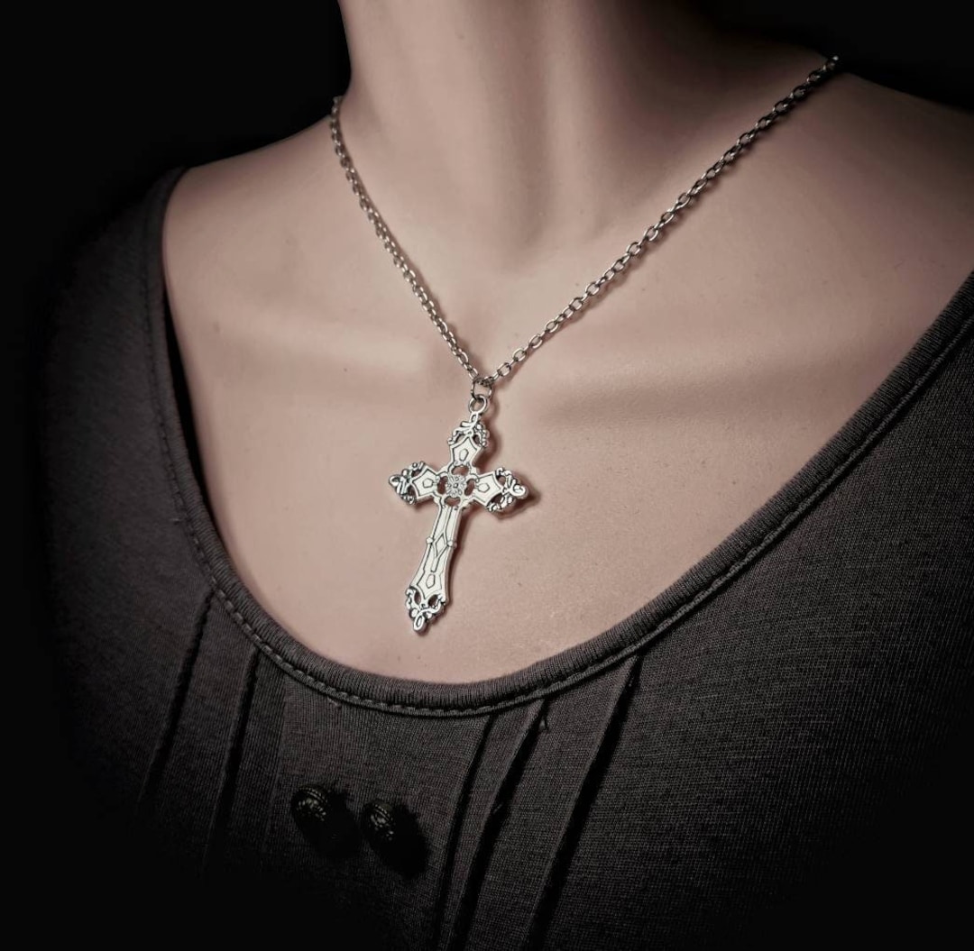 Silver Gothic Cross Necklace for Women & Men,large Gothic Cross ...