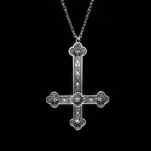 Gothic Upside Down Cross Pendant Necklace Silver Gothic Statement ...