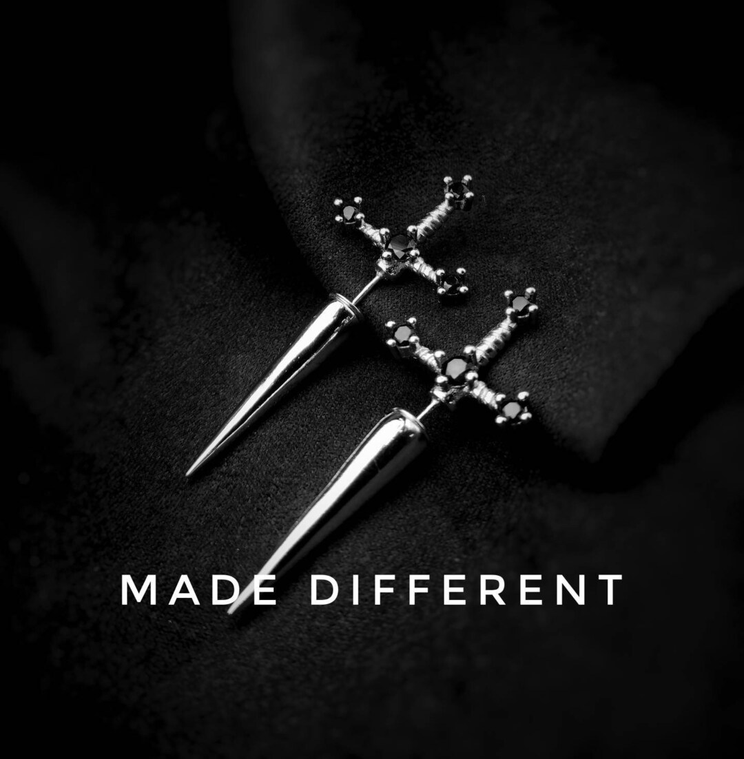 Silver Stud Sword Dagger Earring,gothic Alternative Grunge Emo ...