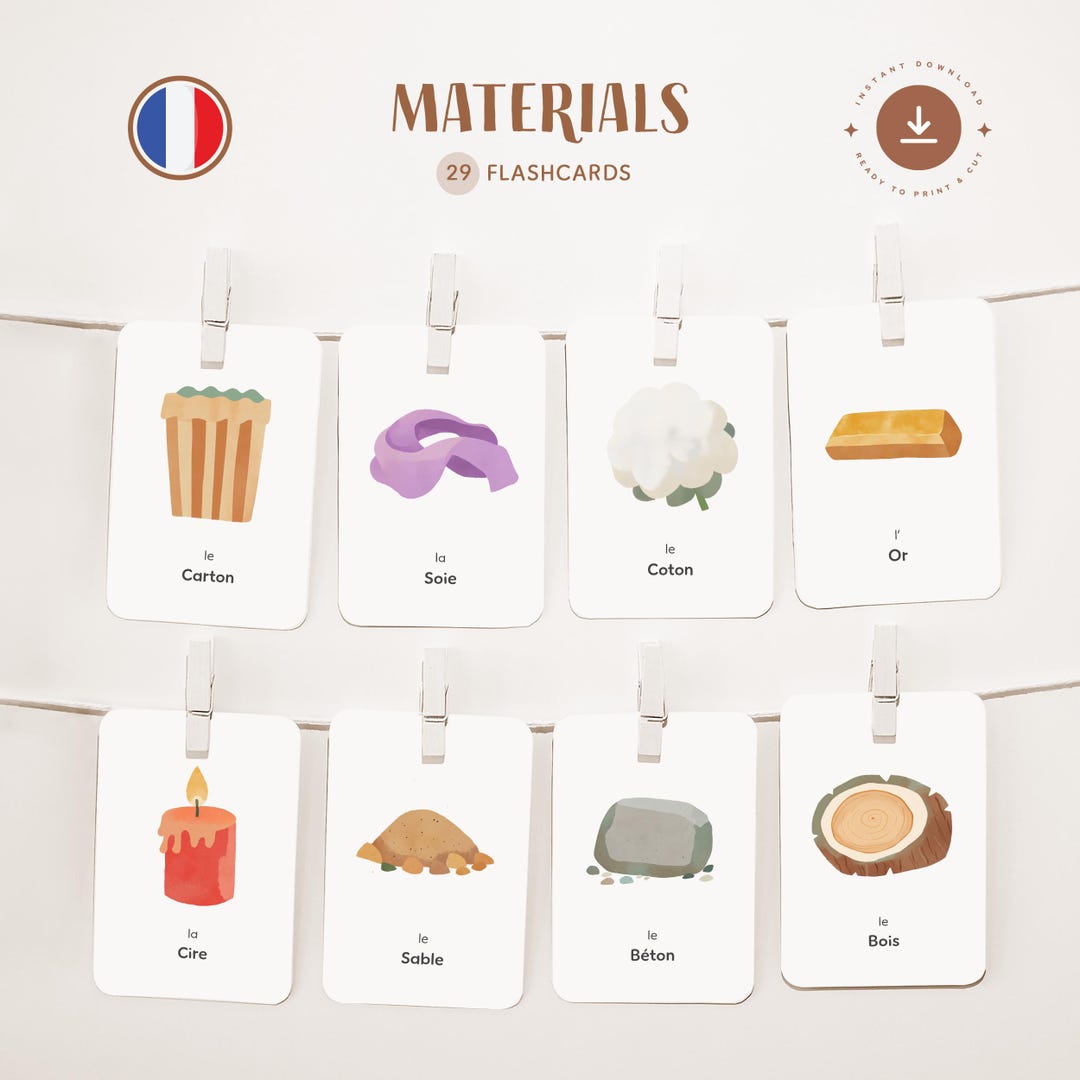 MATERIALS • French • Printable Flashcards • Three-part Montessori Cards ...
