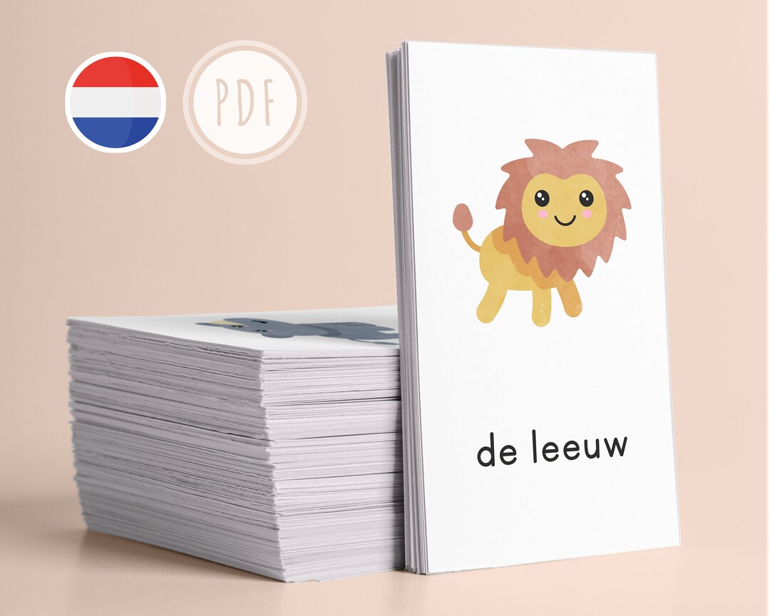 SAFARI ANIMALS Dutch Printable Flashcards Three-part - Etsy Canada