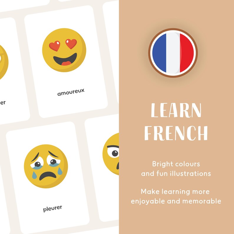 EMOTIONS • French • Printable Flashcards • Three-part Montessori Cards ...