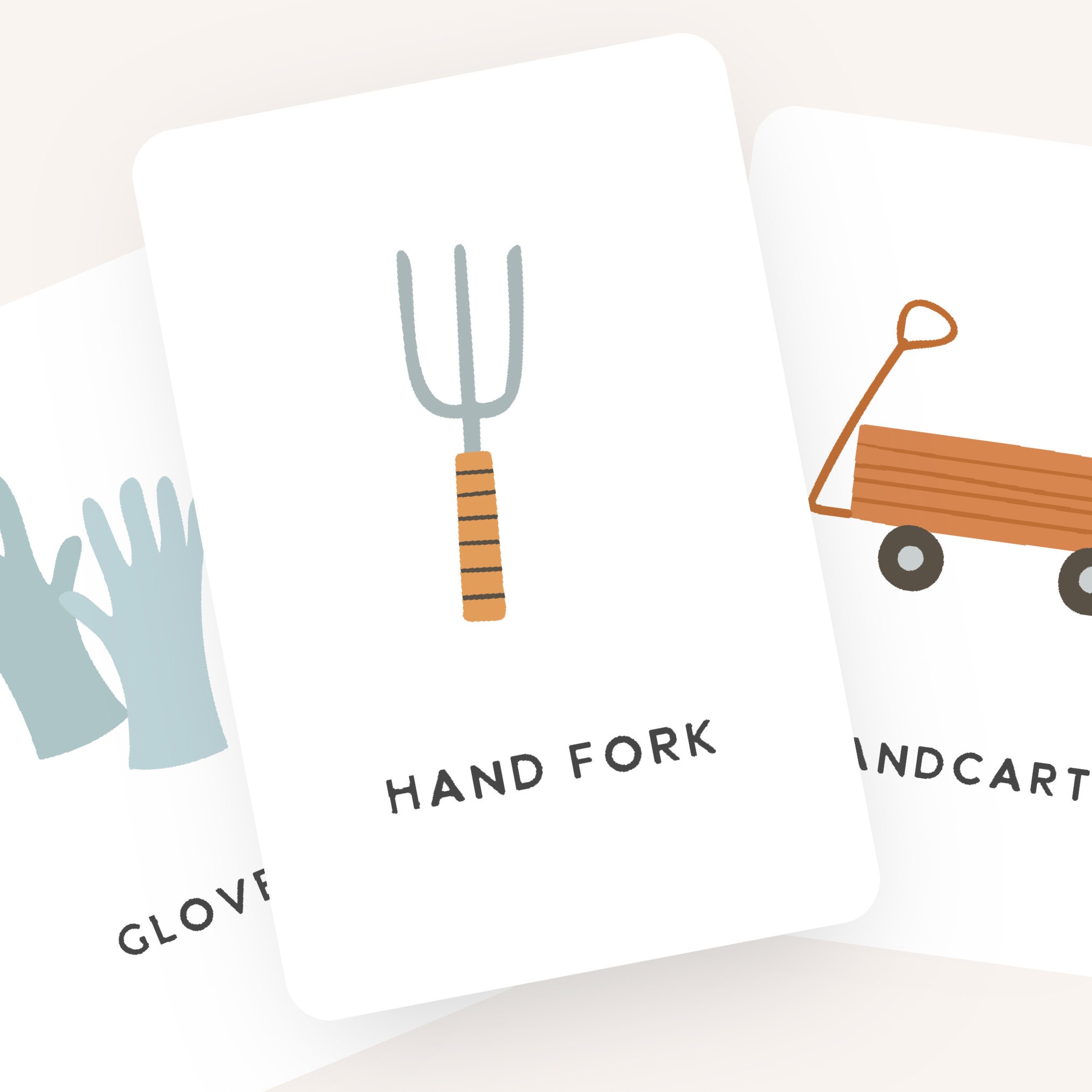 GARDENING English Printable Flashcards Three-part Montessori Cards ...