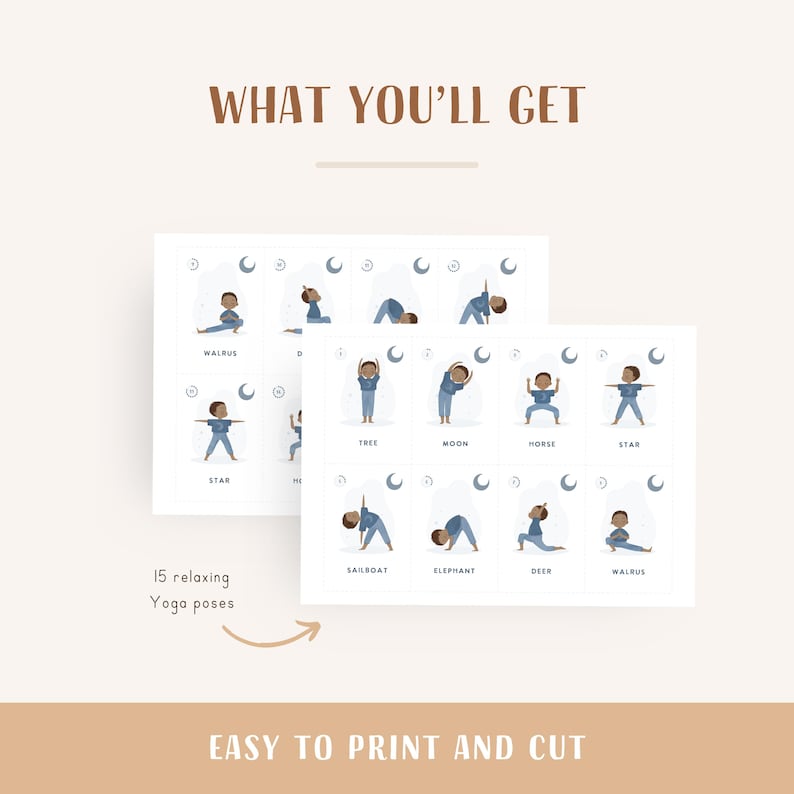 YOGA • Moon Salutation • English • Printable Cards • 15 Poses - Etsy