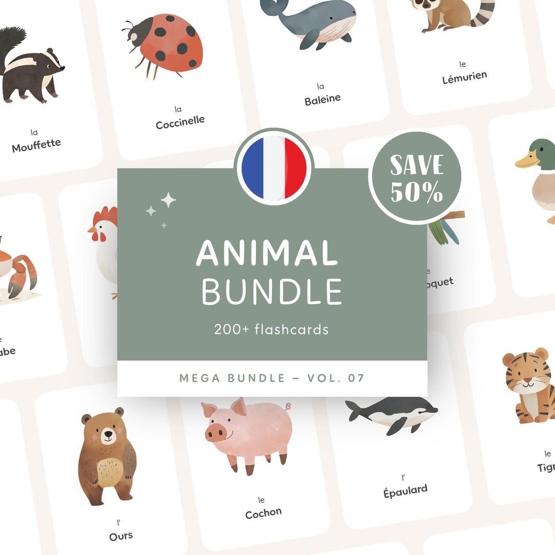 ANIMAL BUNDLE • French • Printable Flashcards • Three-part Montessori ...