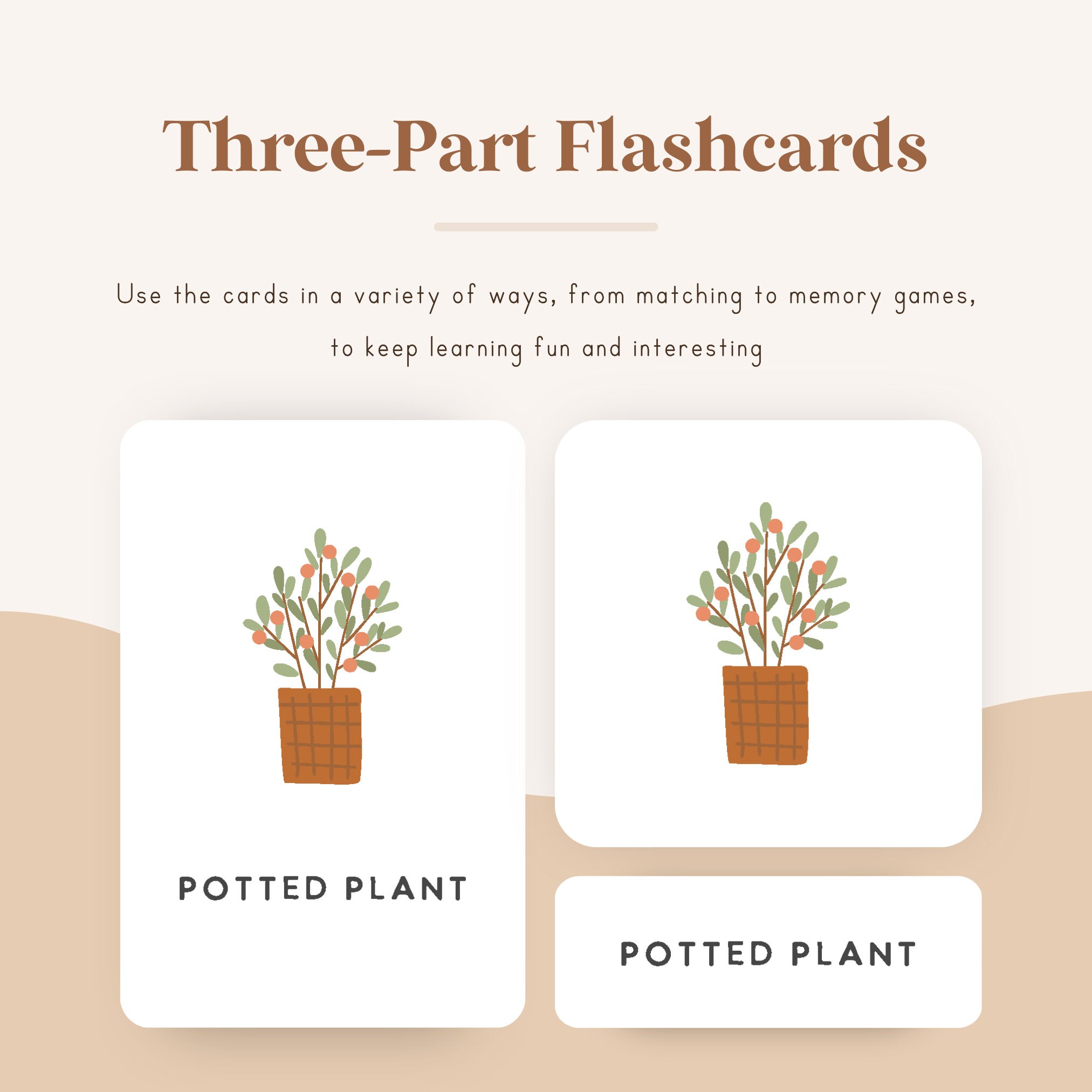 GARDENING English Printable Flashcards Three-part Montessori Cards ...