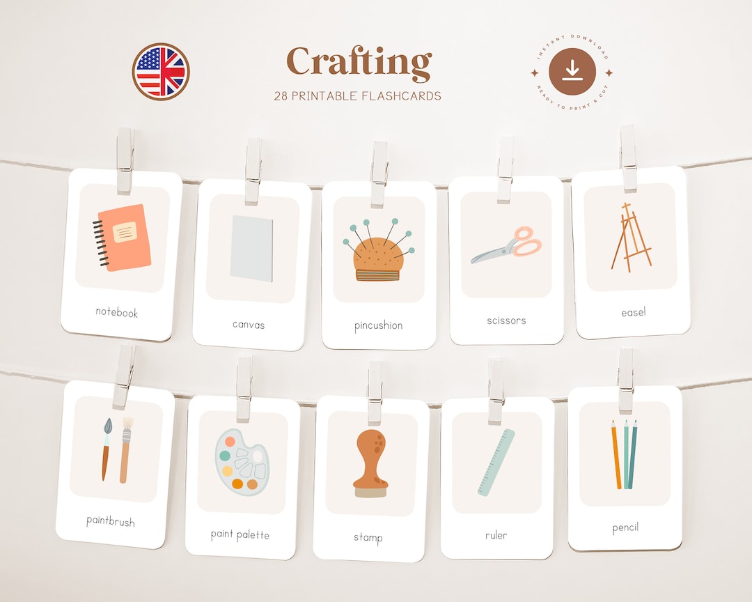 CRAFTING English Printable Flashcards Three-part Montessori Cards - Etsy