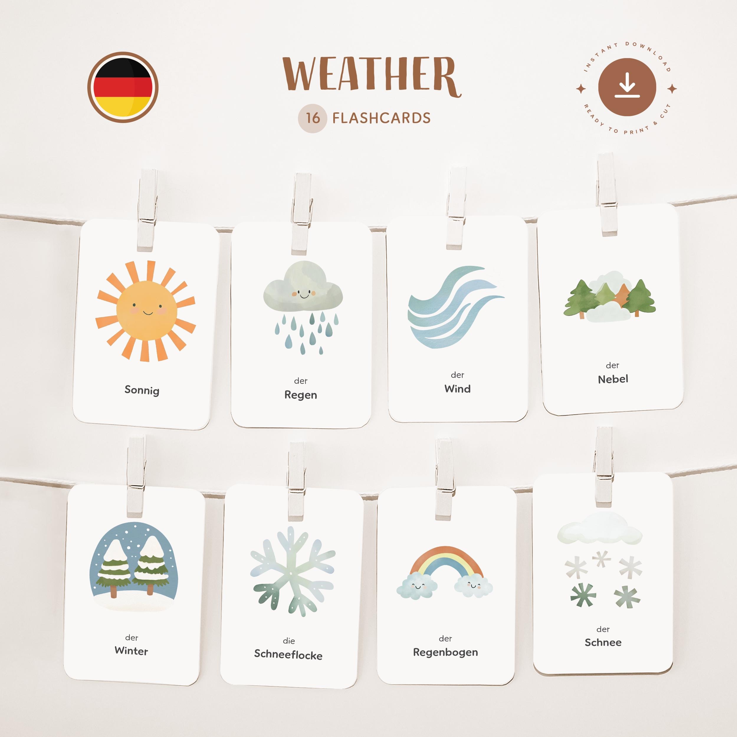 WEATHER • German • Printable Flashcards • Three-part Montessori Cards ...