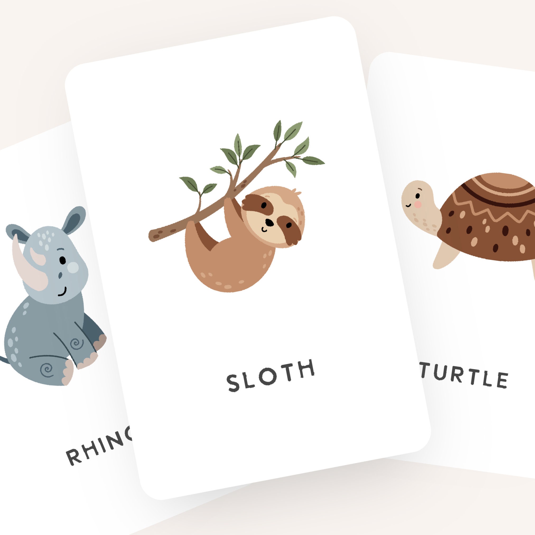 JUNGLE ANIMALS English Printable Flashcards Three-part Montessori Cards ...
